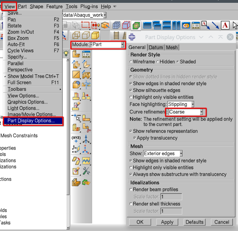 Abaqus中做出来的部件上的曲线看着像是折线怎么办？ | Abaqus 学习笔记